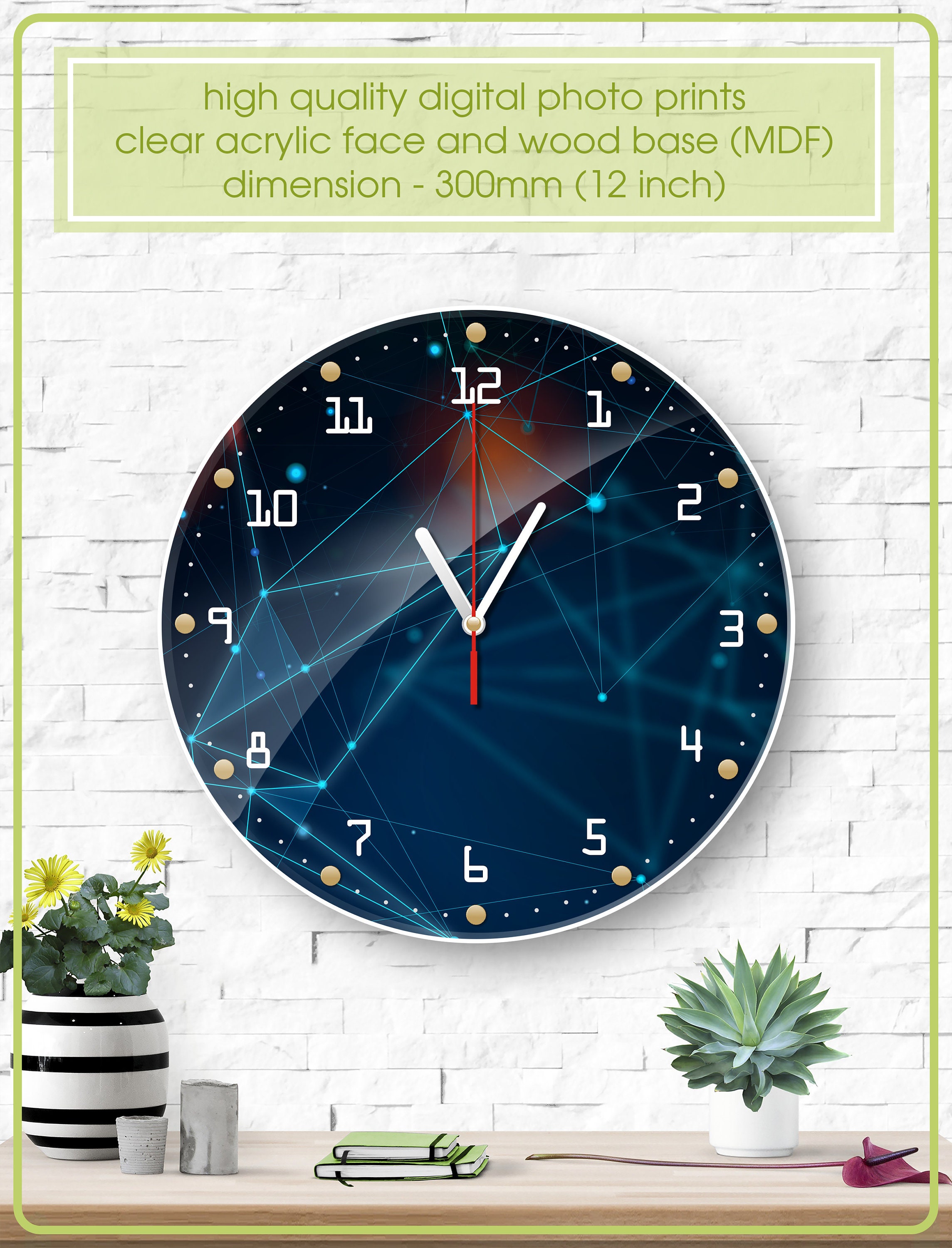 Colorful wall clock color space clock clock with numbers | Etsy