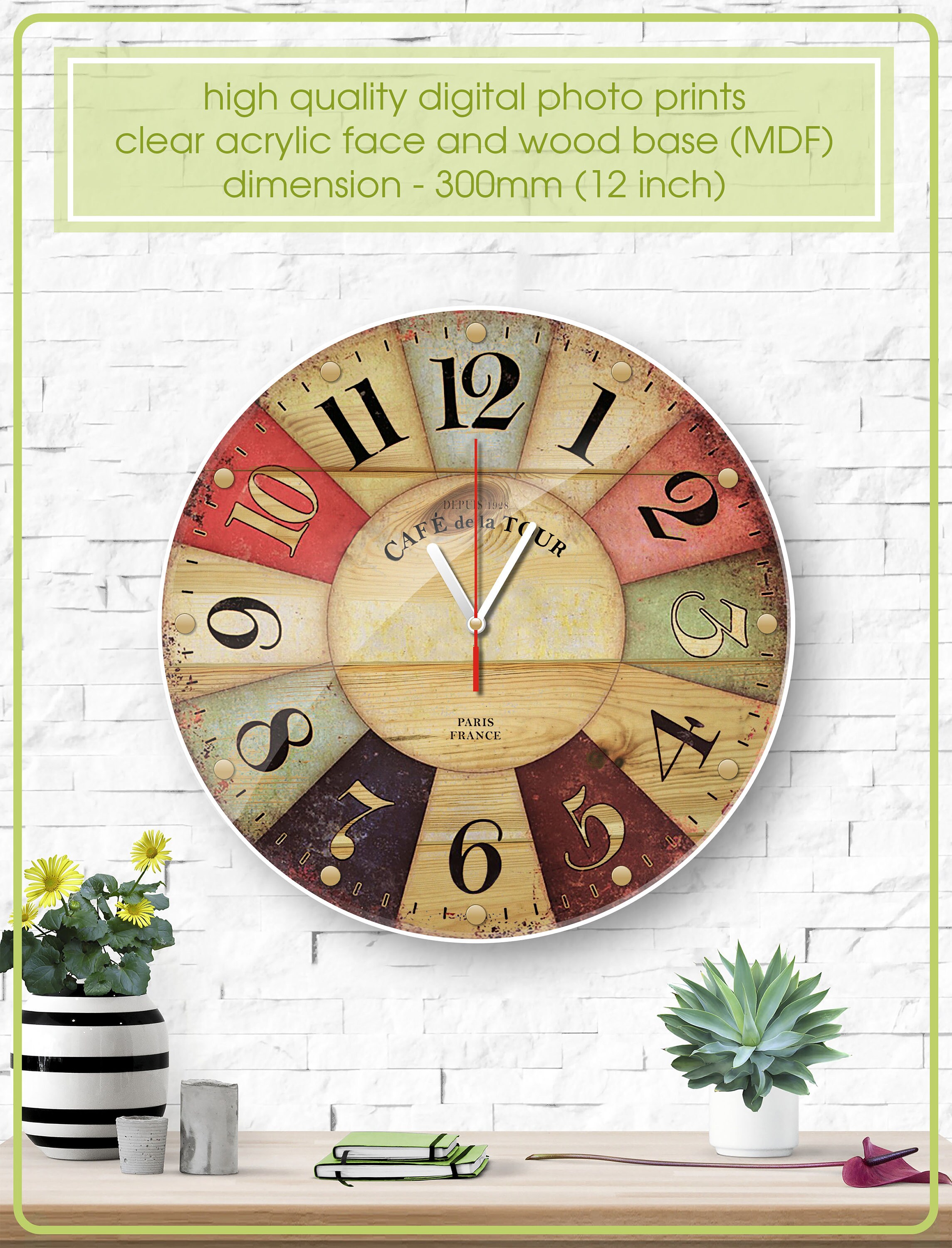 Retro Wall Clock farmhouse decor colorful wall clock unique | Etsy