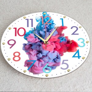 Colorful Smoke Wall Clock - 12 Inch Modern, Silent Clock With Numbers ...