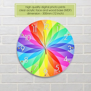 Wall Clock Non Ticking 12 Inch Colorful, Numbers Bright Color Dial Face ...