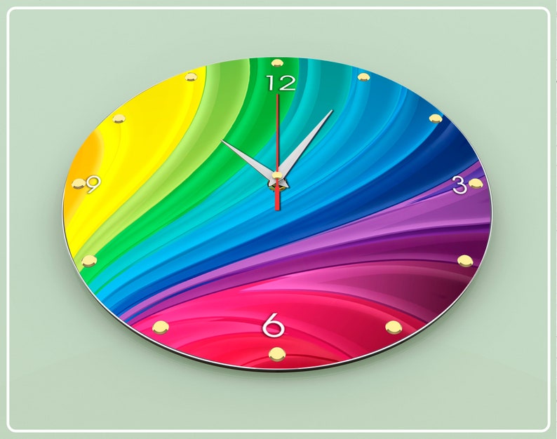 12 inch Colorful large wall clock Wall Clock Silent Non | Etsy