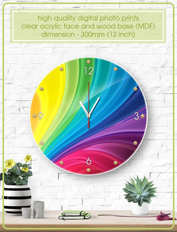 12 inch Colorful large wall clock Wall Clock Silent Non | Etsy