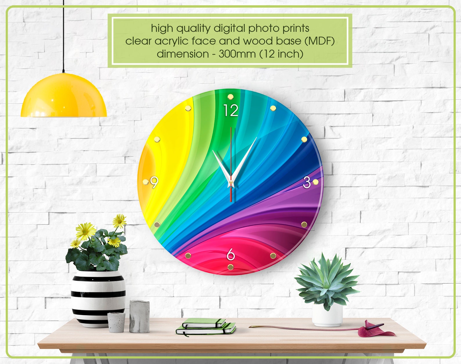 12 Inch Colorful Large Wall Clock Wall Clock Silent Non - Etsy