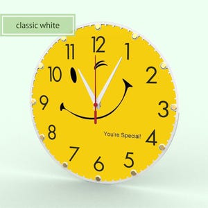 Yellow Wall Clcok, 12 Inch Smiley Wall Clock, Silent Wall Clock, Living ...