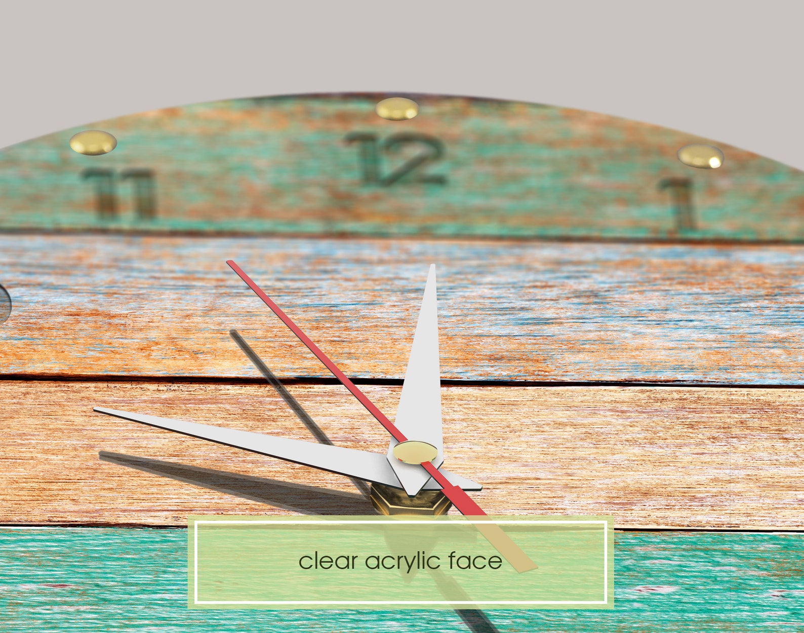 Weathered Beachy Boards Wall Clock, Colors Old Paint Boards Clock, 12 ...