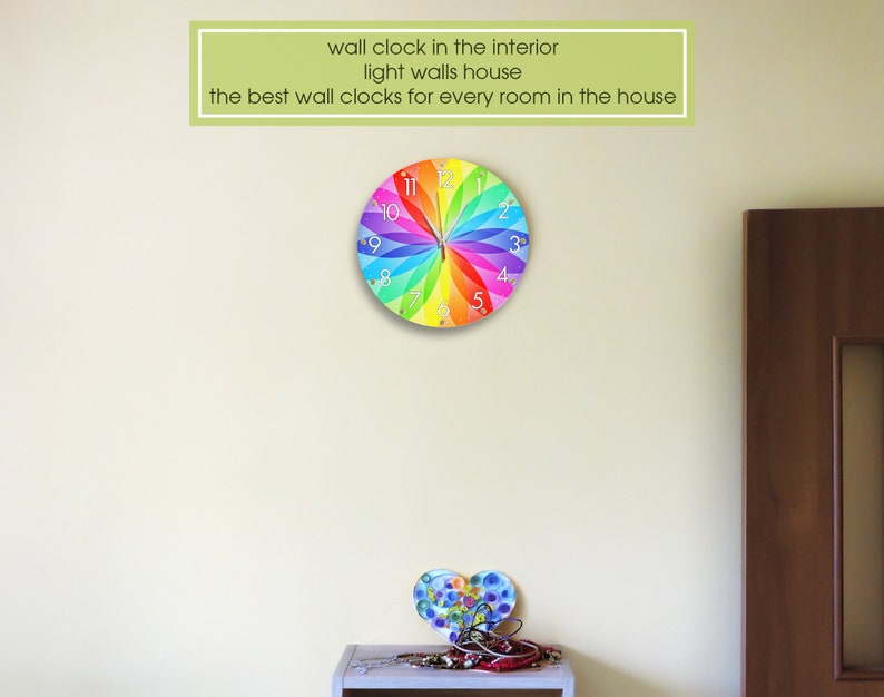 Wall Clock Non Ticking 12 Inch Colorful, Numbers Bright Color Dial Face ...