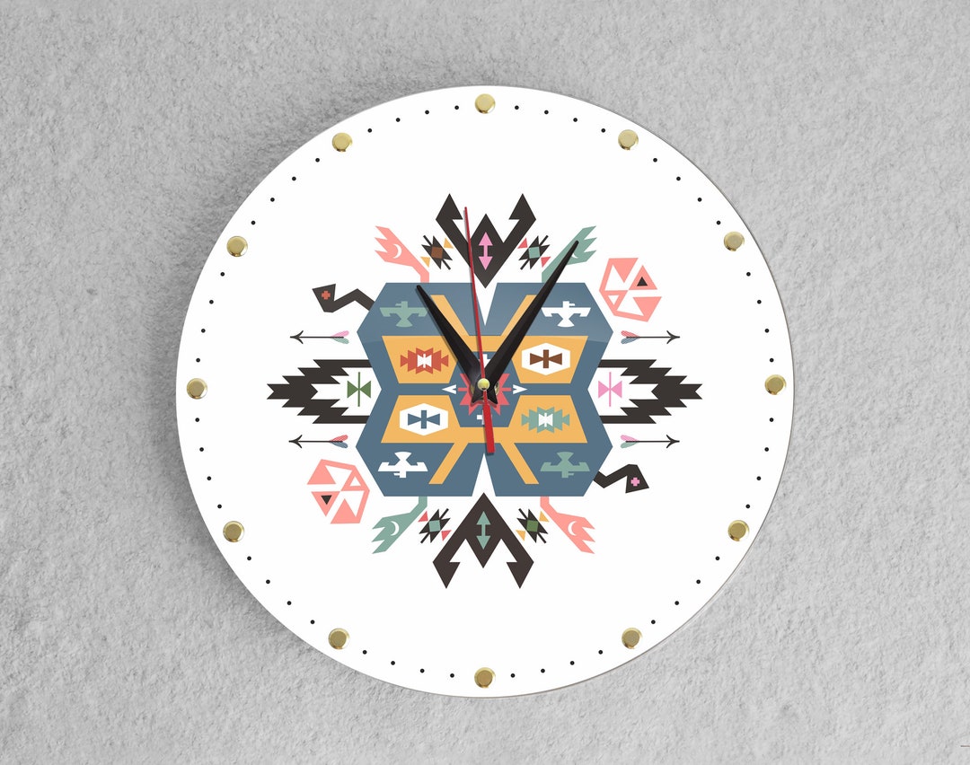 Native American Pattern Wall Clock: Geometric Aztec Design, 12 Inch - Etsy
