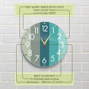 Wall Clock With Numbers, Pastel Colors of the Sea\water\aqua, Color ...