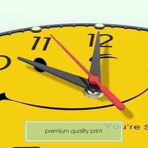 Yellow Wall Clcok, 12 Inch Smiley Wall Clock, Silent Wall Clock, Living ...