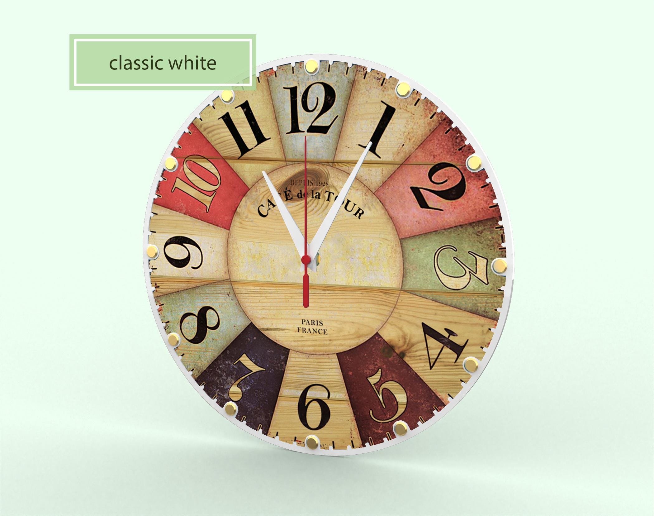 Retro Wall Clock Farmhouse Decor, Colorful Wall Clock, Unique Gift ...
