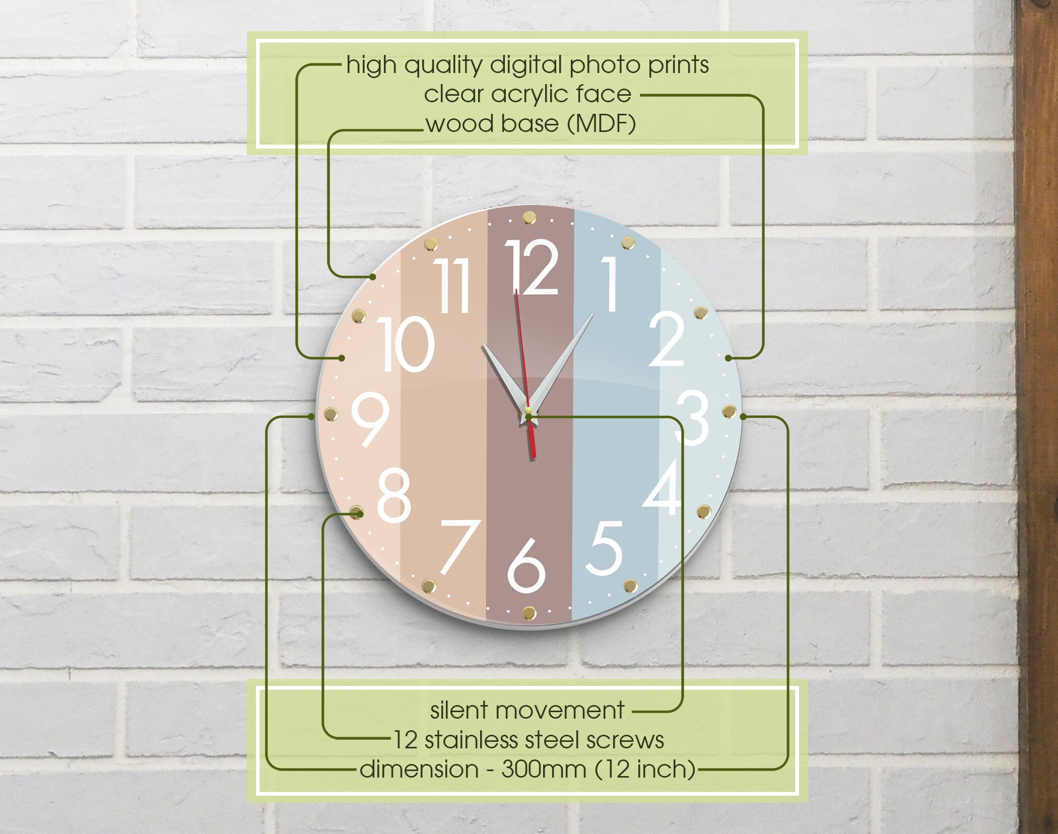 Minimalist Pastel Color Acrylic Wall Clock, Silent Roman Numerals - Etsy