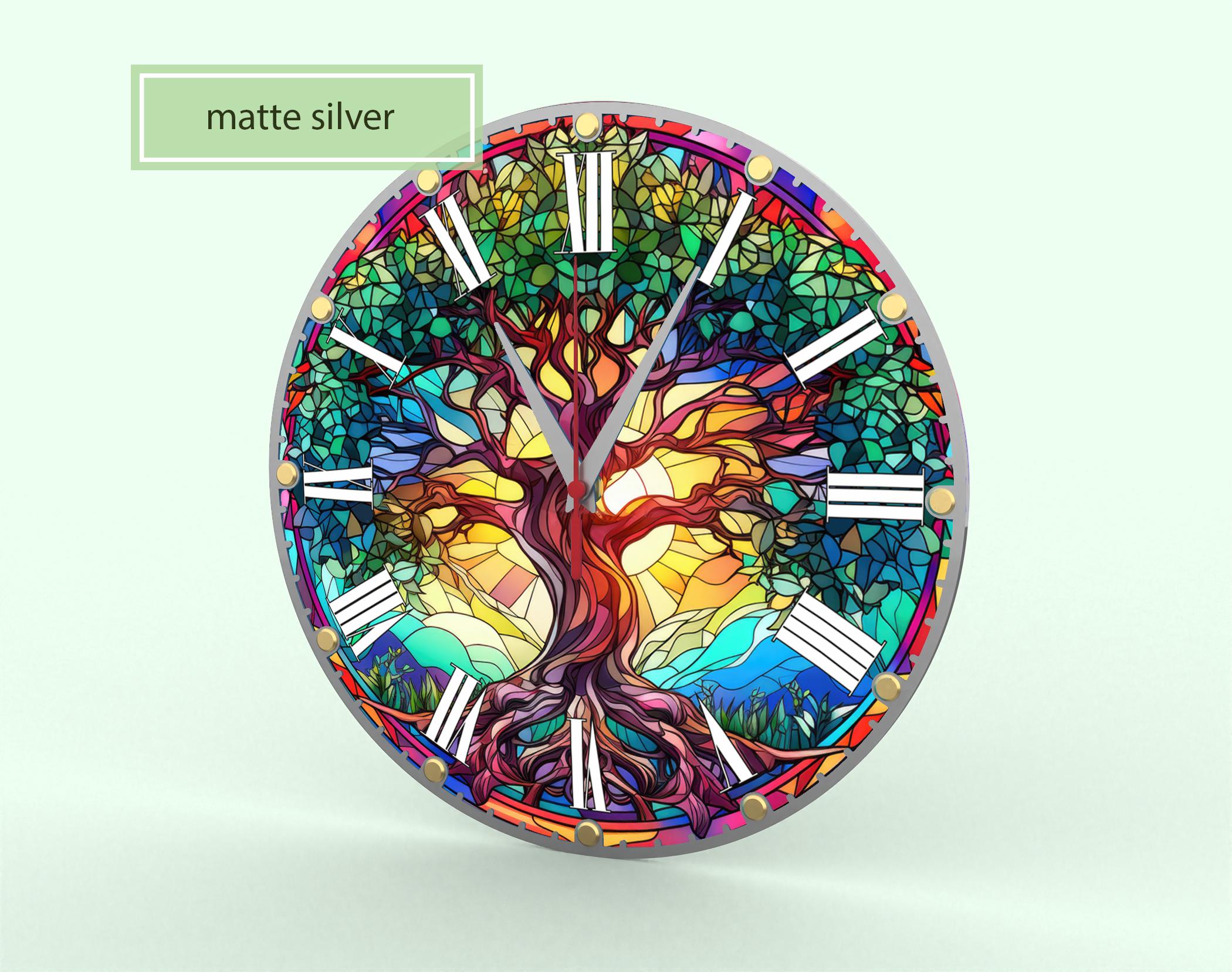 Tree of Life Wall Clock for Living Room, Stained Glass Design Wall ...