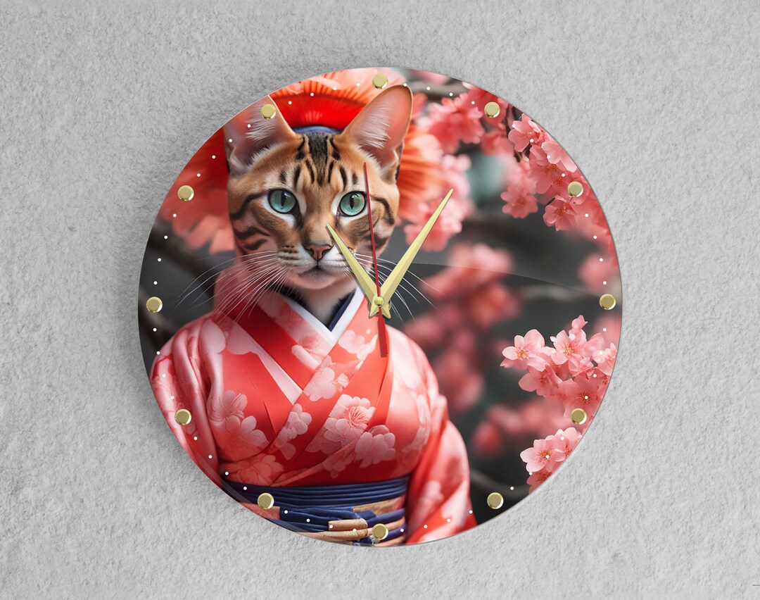 Unique Cat Wall Clock - Large Silent Clock for Mom - Kitchen & Living ...