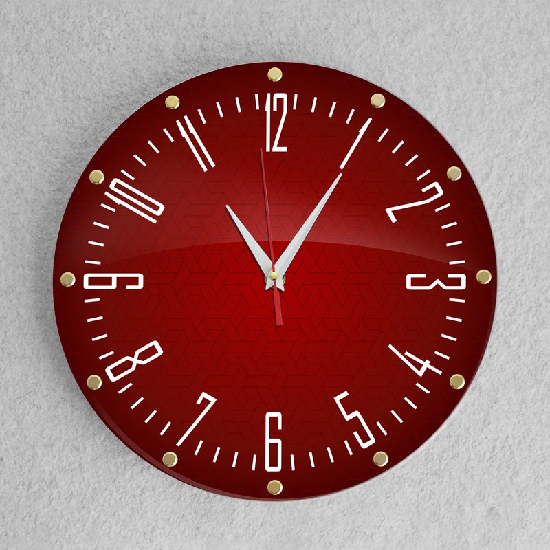 Red Wall Clock - Etsy