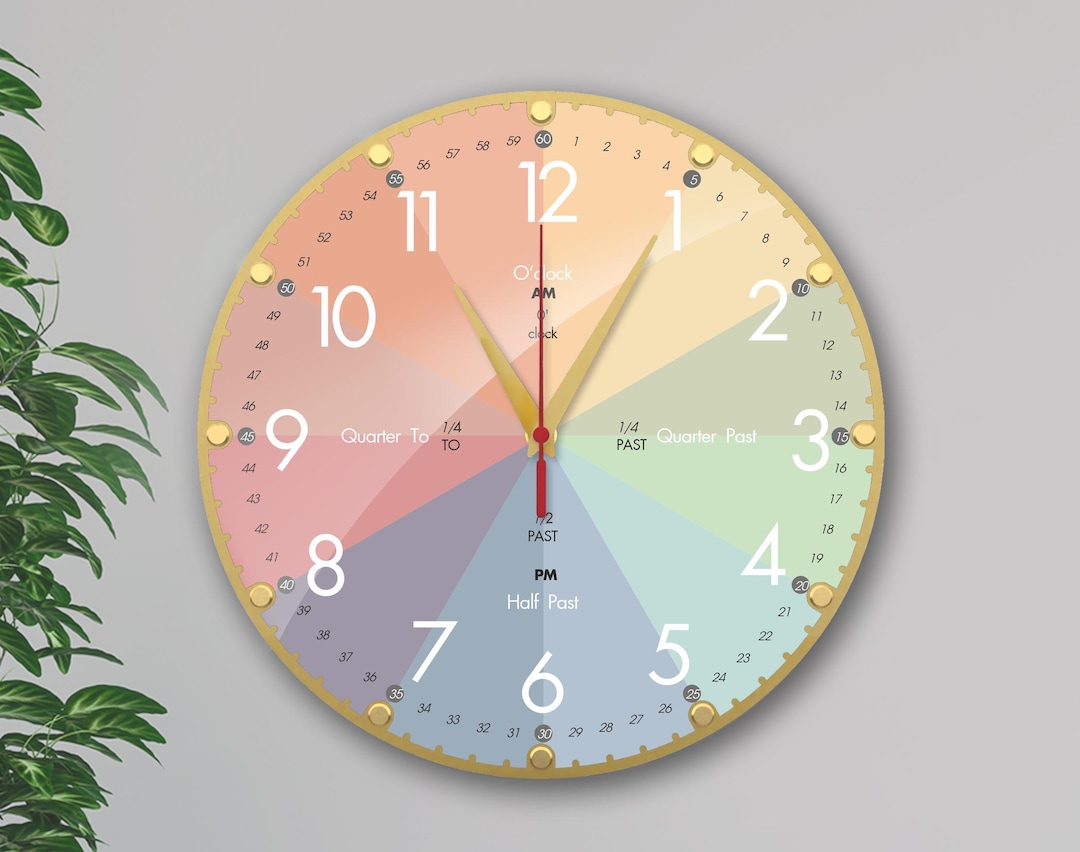 Color Wheel Clock, Homeschool Educational Tool, Pastel Acrylic Wall ...