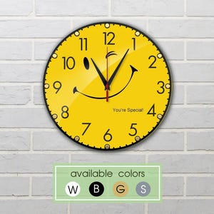 Yellow Wall Clcok, 12 Inch Smiley Wall Clock, Silent Wall Clock, Living ...