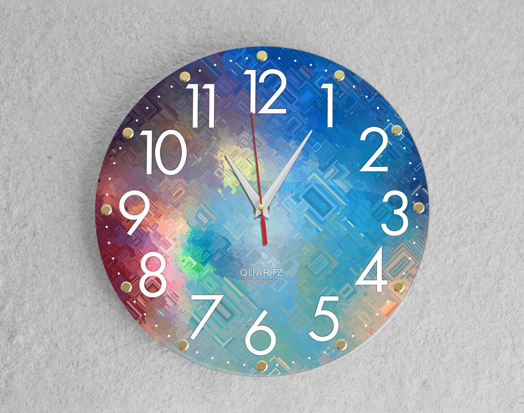 Wall Clock Non Ticking 12 Inch Colorful, Numbers Bright Color Dial Face ...