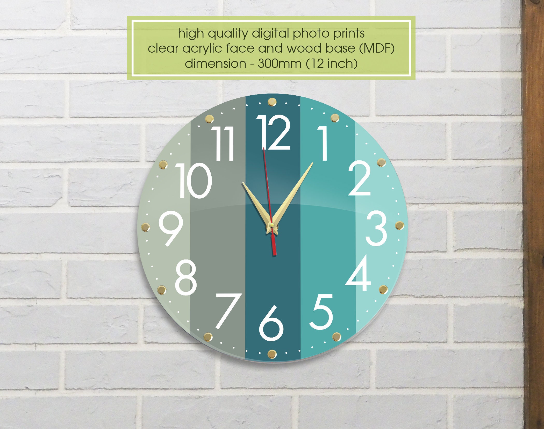 Wall Clock With Numbers Pastel Colors of the Seawateraqua - Etsy