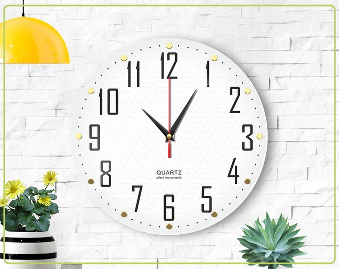 White Non-ticking Wall Clock Silent Wall Clock Living Room | Etsy