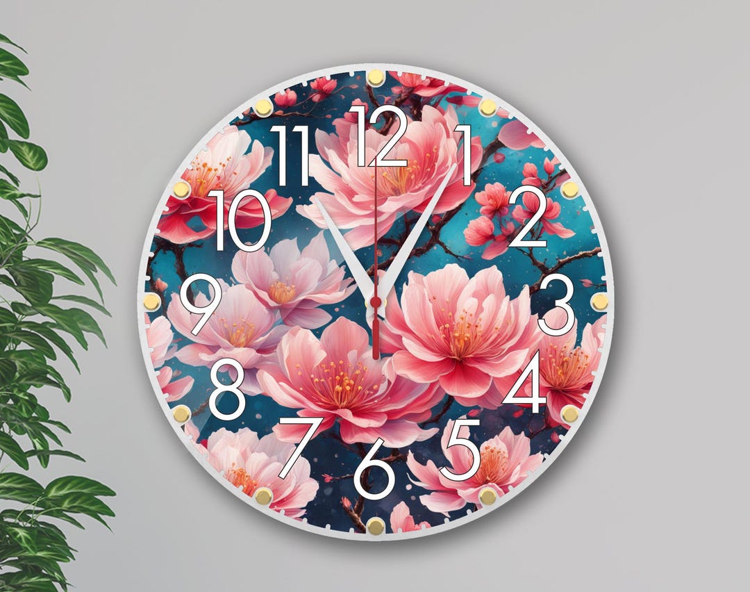 Sakura Wall Clock: Silent Japanese Cherry Blossom Decor - Etsy