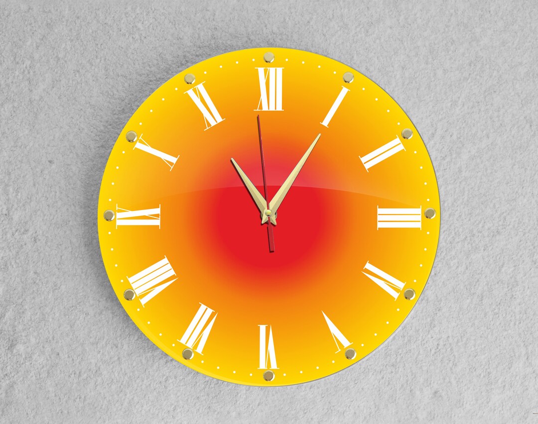 Sunset Wall Clock With Numbers, Battery Operated Wall Clock, Round ...
