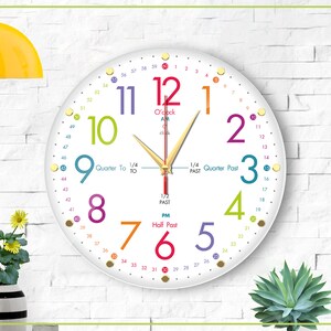 Easy to Read Teaching Large Clock 12 inch Silent Movement | Etsy