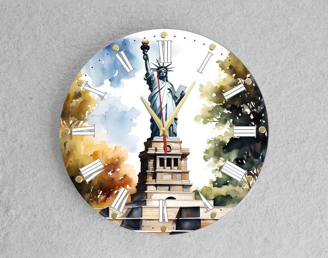 Statue of Liberty Clock: Large Acrylic Wall Clock, Silent Movement - Etsy