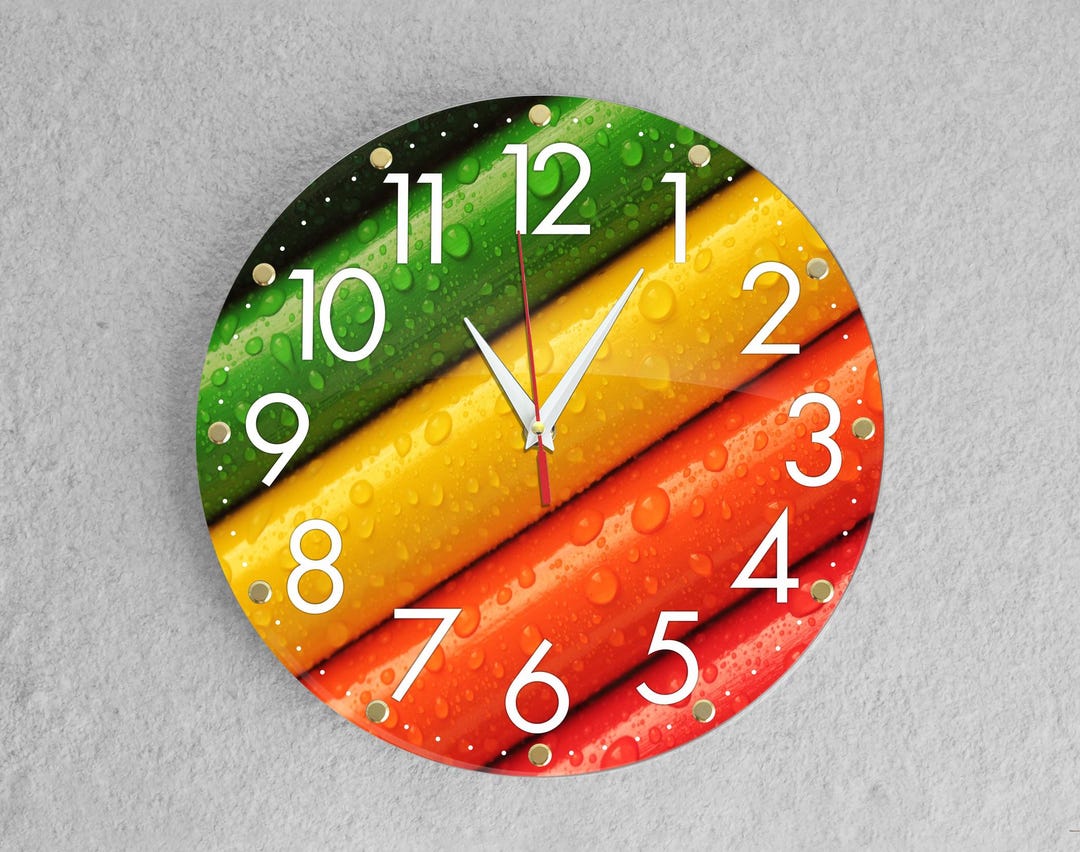 Rainbow Acrylic Wall Clock, 12-inch Silent Decor, Modern Roman Numeral ...