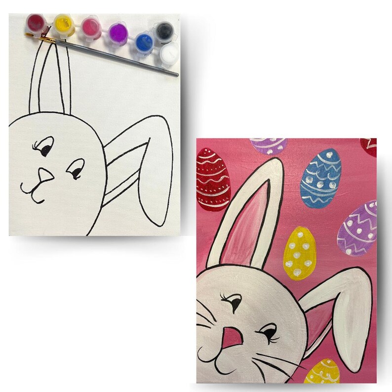 Easter Bunny - DIY Canvas Paint Kit - Includes Paint & Brush - Etsy