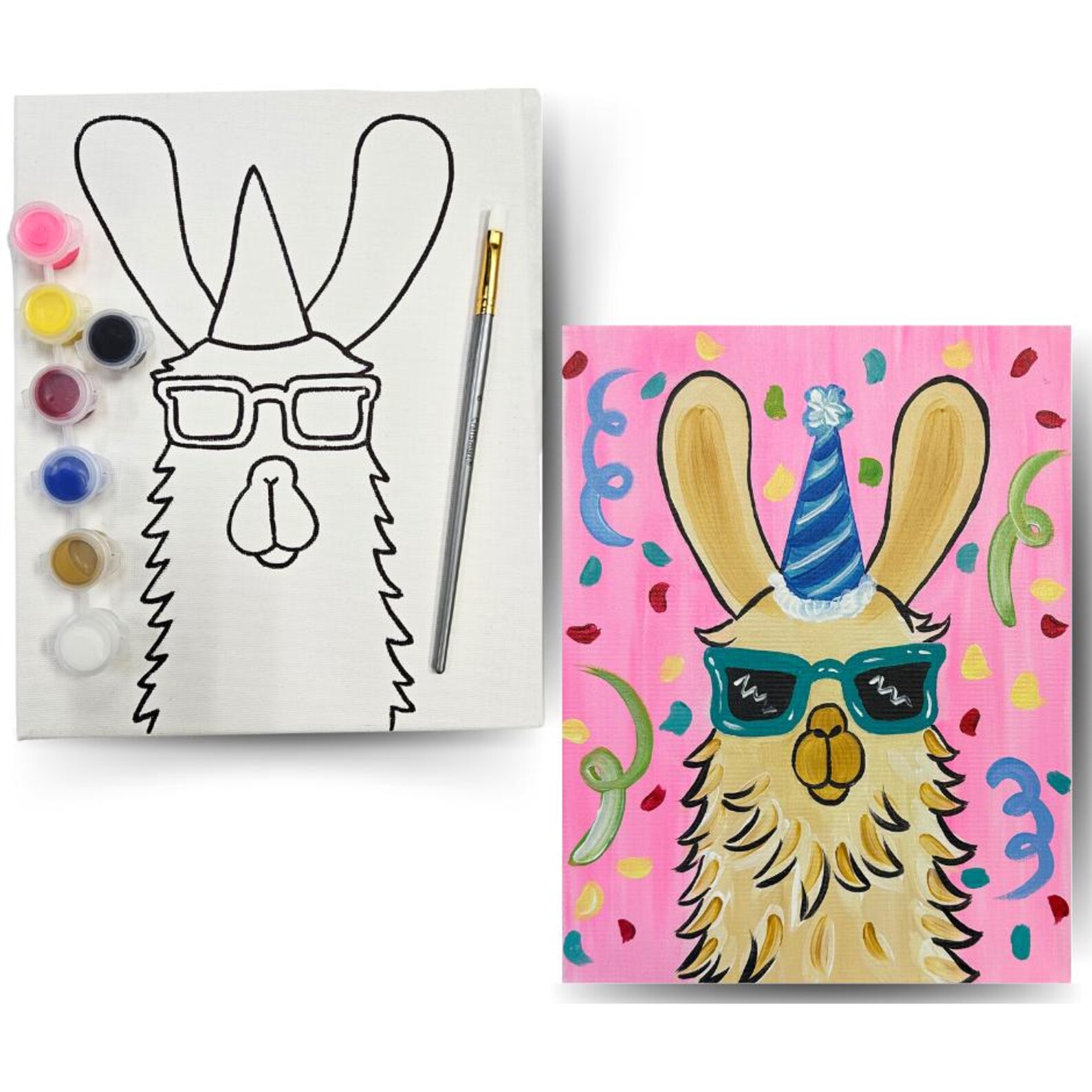 Birthday Llama - DIY Canvas Paint Kit - Includes Paint & Brush - Etsy