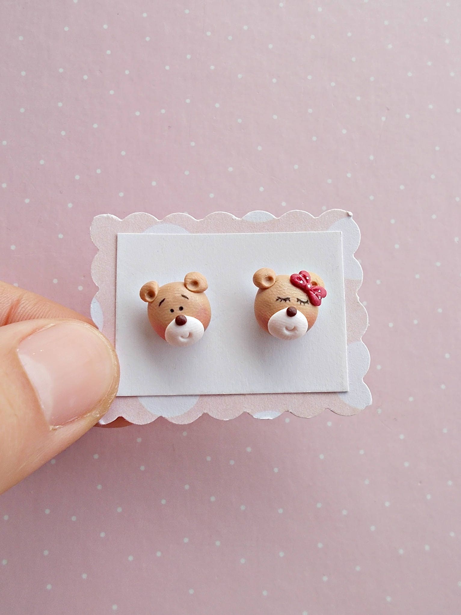 Bear Stud Earrings Animal Stud Animals Earring Bear Earrings | Etsy