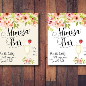 Mimosa Bar Sign Party Printable | Fruit Peach Boho 8x10 11x14 | DIY PDF ...
