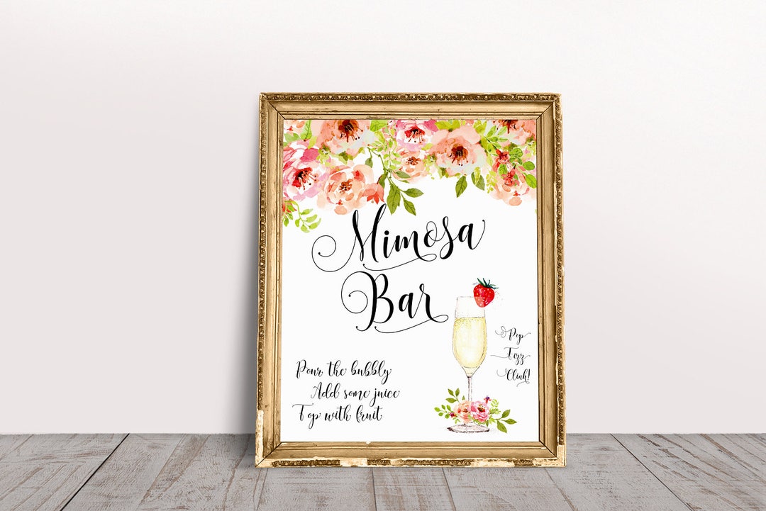 Mimosa Bar Sign Party Printable | Fruit Peach Boho 8x10 11x14 | DIY PDF ...