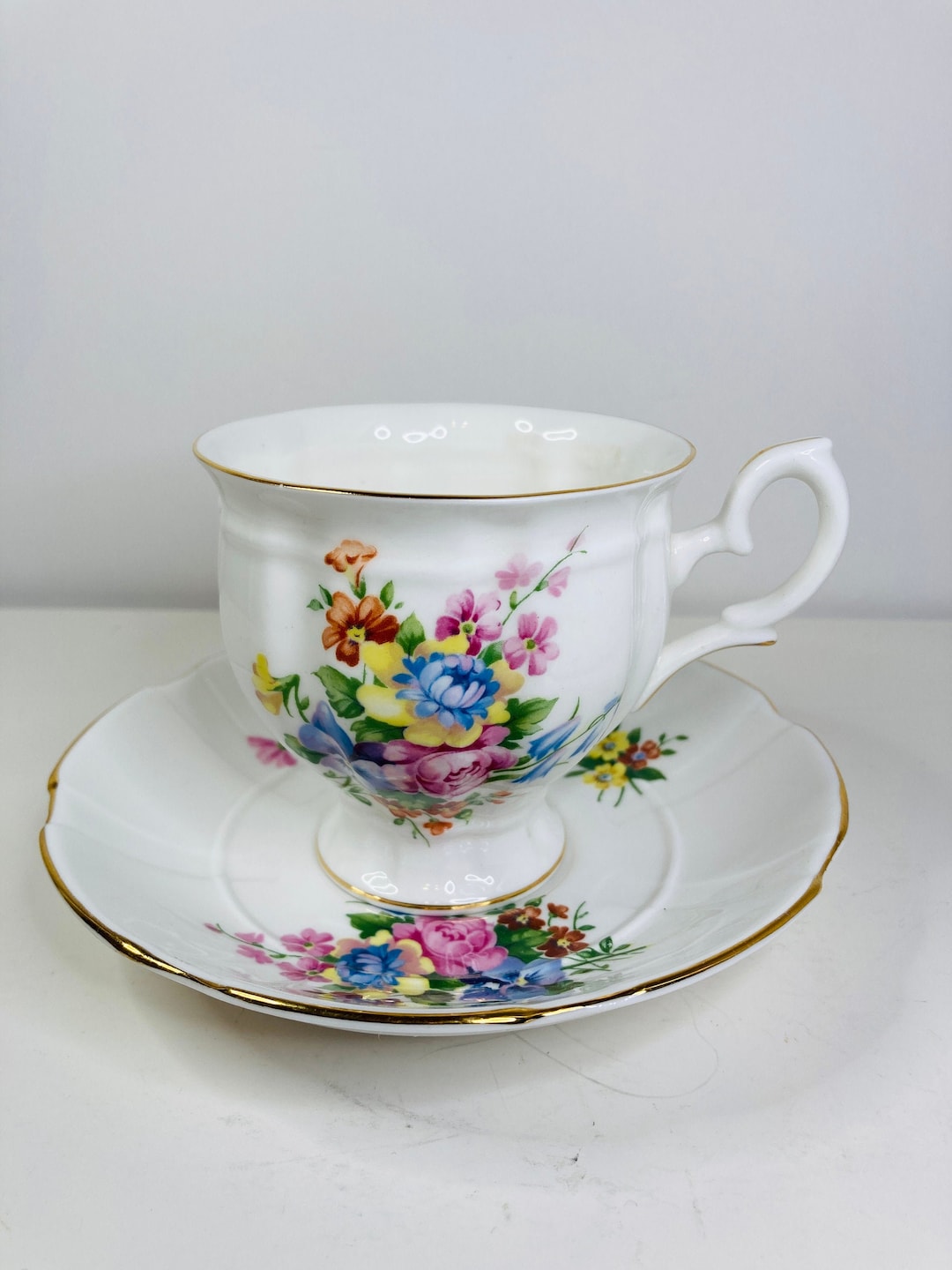 Crown Staffordshire Tea Cup and Saucer, Floral Design Crown ...