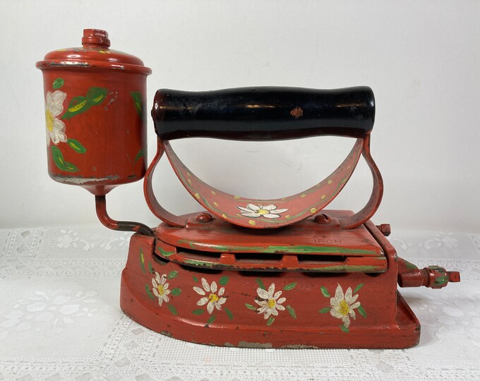 Antique Hand Painted Gas Iron, Royal Hand Painted Gas Iron, Painted ...
