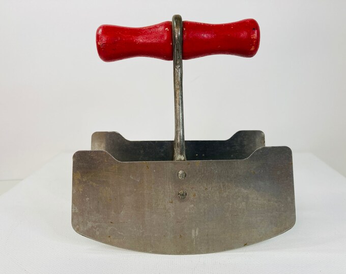 Red Wood Handled Food Chopper, Red Handled Chopper, Red Handled Double ...
