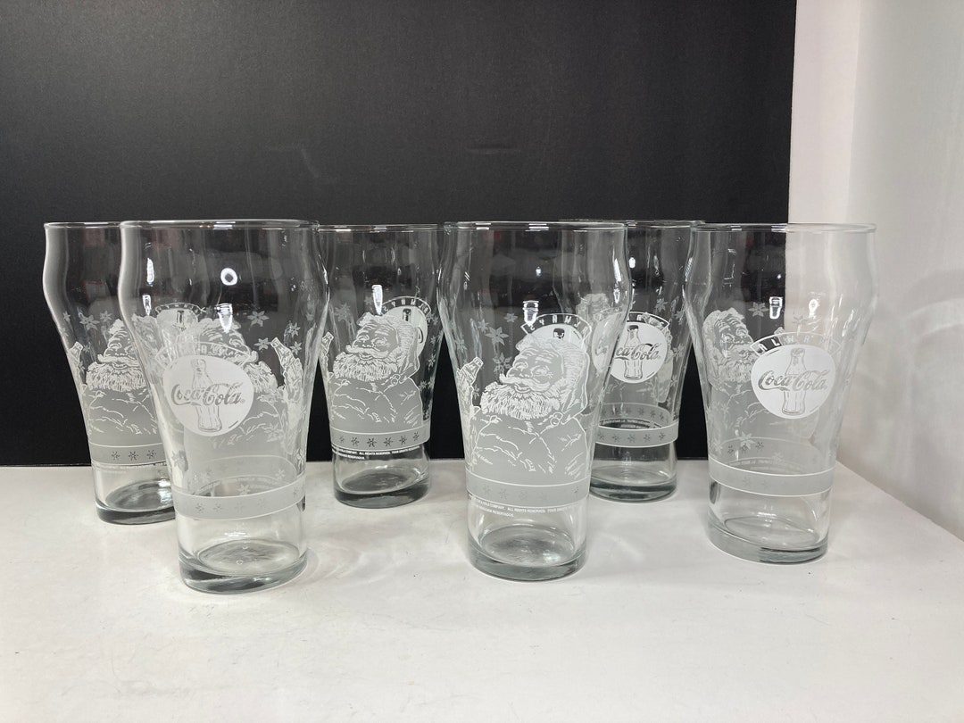 Coca Cola Santa Frosted Christmas Glasses, Coke Santa Glasses Set of 6 ...