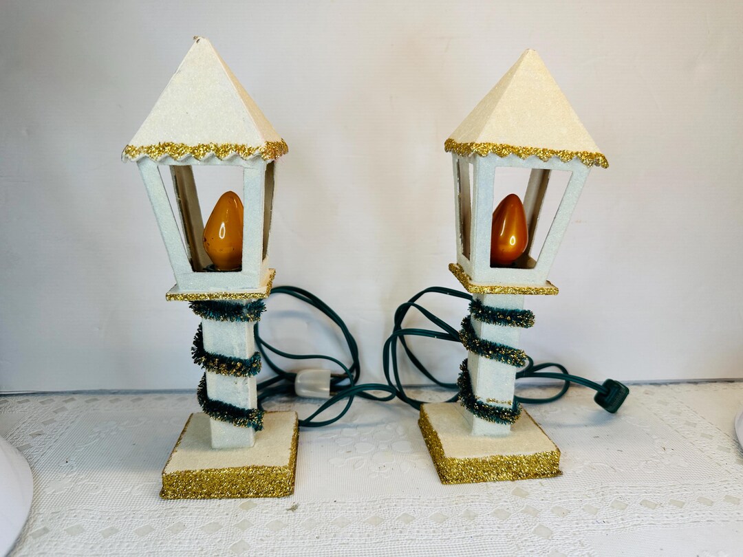 Vintage Cardboard Lamp Post Lights, Cardboard, Christmas Lamp Post ...