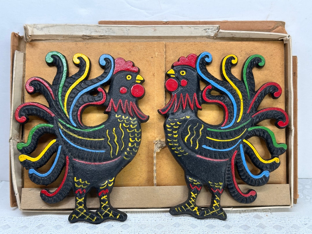 Wilton Cast Iron Wall Roosters, Wilton Cast Iron Rooster Wall Plaques ...