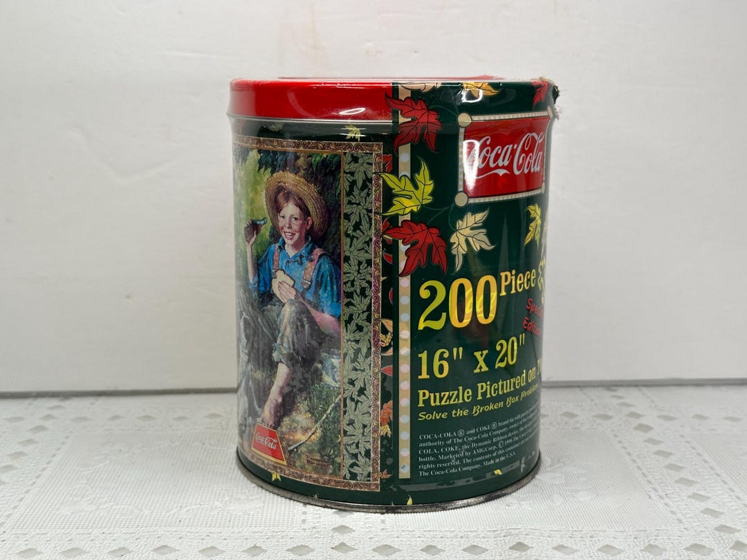 Coca Cola Fall/autumn Puzzle Tin, Coke Fall Puzzle Tin, Coke Boy With ...