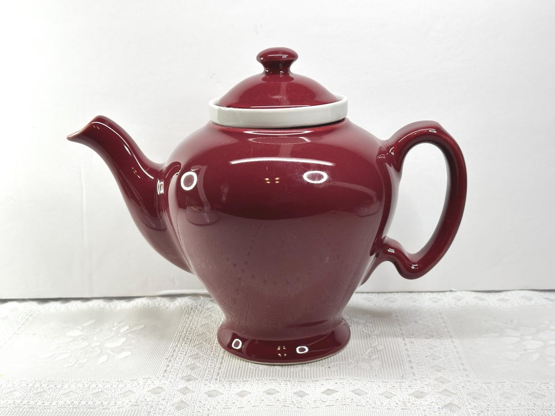 Mccormick Advertising Teapot With Infuser, Hall China Company Maroon ...
