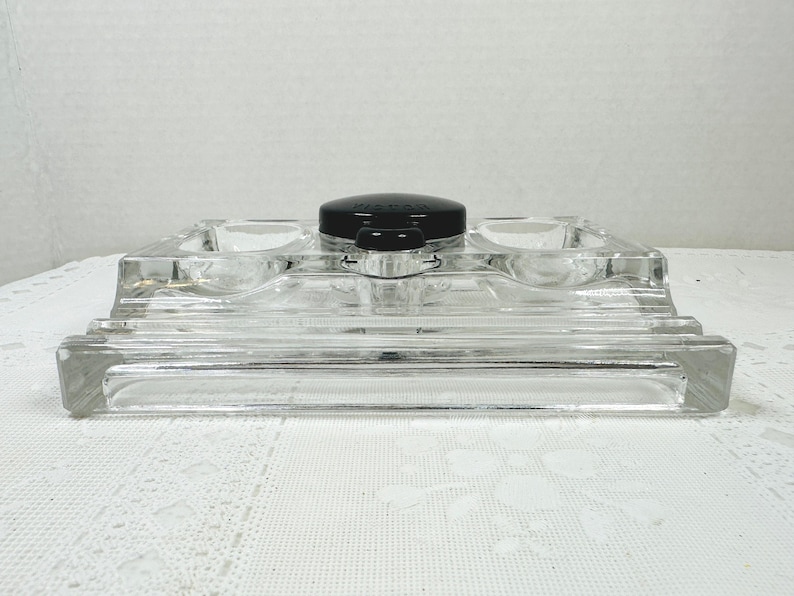 Victor Glass Inkwell Stand and Pen Rest, Glass Victor Inkwell Desk ...