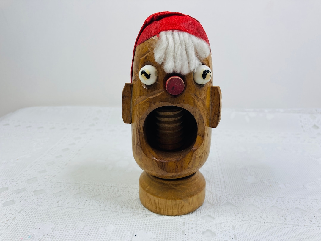 Folk Art Wood Screw Type Nutcracker, Wood Screw Type Nutcracker, Figural Head Wood Screw ...