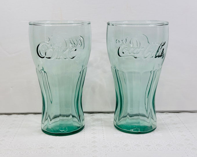 Green Tint Coke Glasses, Green Coke Glass 20 Ounces, Coca Cola Glass ...