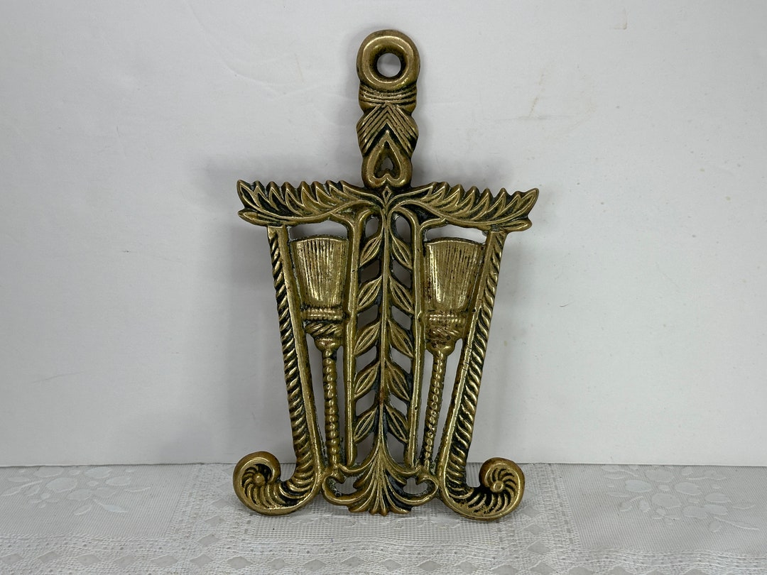 Wilton Brass Broom Trivet, Wilton Brass Trivet, Brass Decorative Wall ...