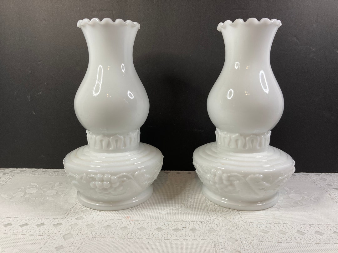 Imperial Milk Glass Oil Lamp Shaped Vases, Imperial Milk Glass Vases ...