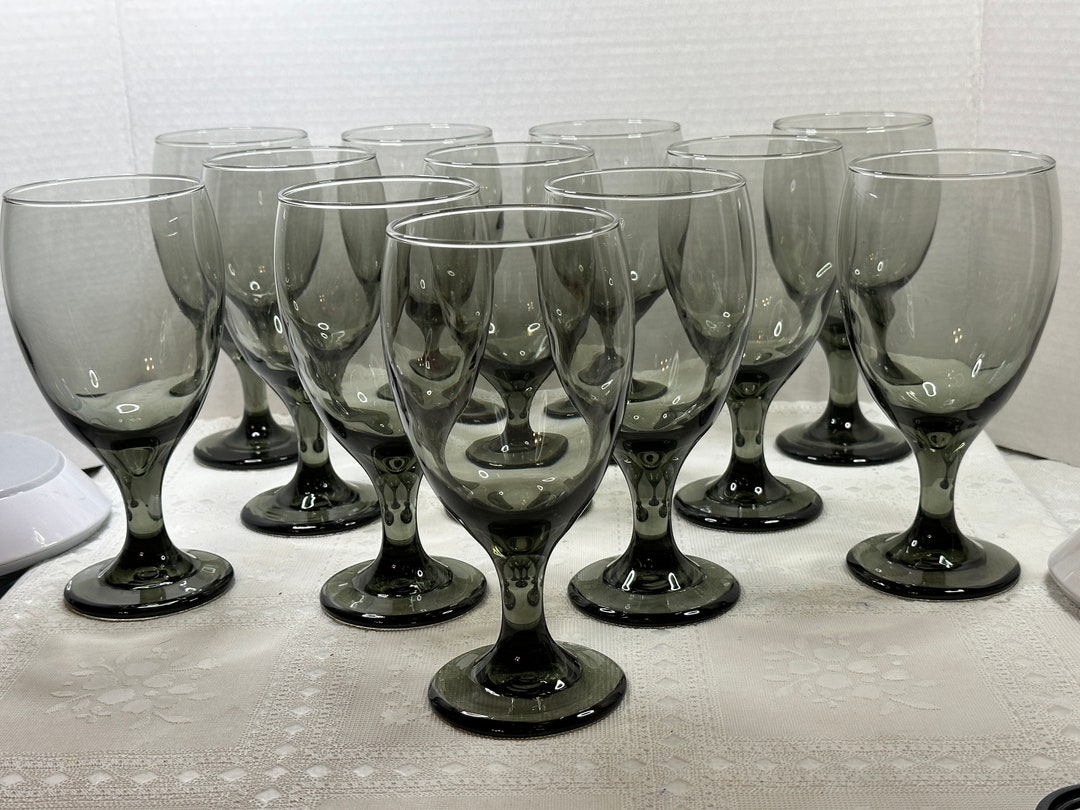 Libbey Smokey Gray Goblets, Libbey Smoke Water Goblets, Libbey Smoke ...