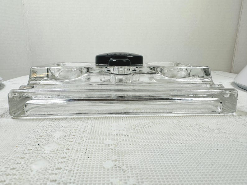 Victor Glass Inkwell Stand and Pen Rest, Glass Victor Inkwell Desk ...