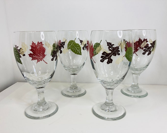 Fall Foliage Goblets Wine Glasses, Set of Four Fall Foliage Glasses ...