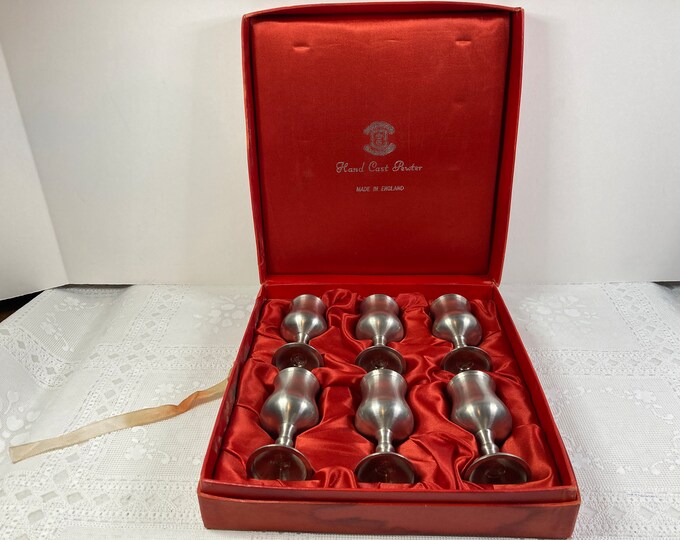 Crown and Rose Pewter Cordial Set, Hand Cast Pewter Cordial Set, Metal ...